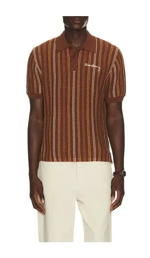 HOUSE OF SUNNY Stripe Knitted Polo In . Also - Brown