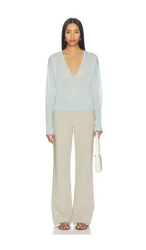 FLEUR DU MAL Sheer Knit V-neck Sweater In . Also - Mint