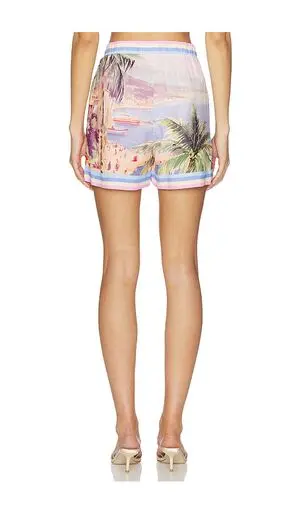 L'Agence Enyo Postcard Print Shorts