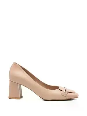 SERGIO MORETTI FIRENZE Square-toe Pumps With Gold-tone Hardware - Neutrals