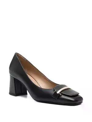 SERGIO MORETTI FIRENZE Square-toe Pumps With Gold-tone Hardware - Black