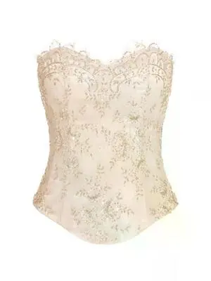 ALEXIA & ANTONIA Embellished Lace Corset - Neutrals