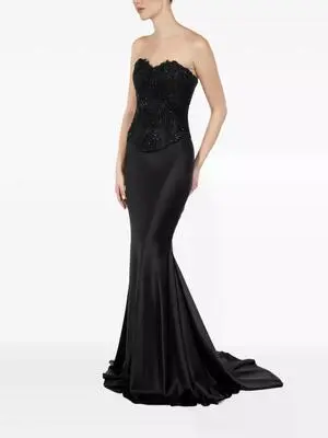 ALEXIA & ANTONIA Embellished Lace Corset - Black