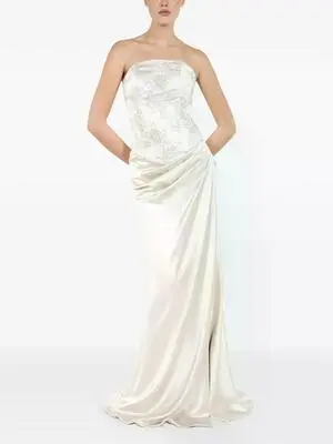 ALEXIA & ANTONIA Draped Side-slit Maxi Skirt