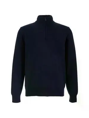 Emporio Armani Cotton Half-zip Sweater - Blue
