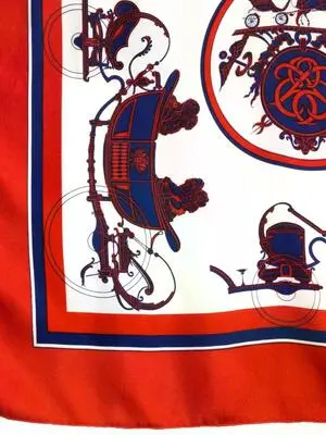 Hermès 1981 Washington Carriage Silk Scarf - Red