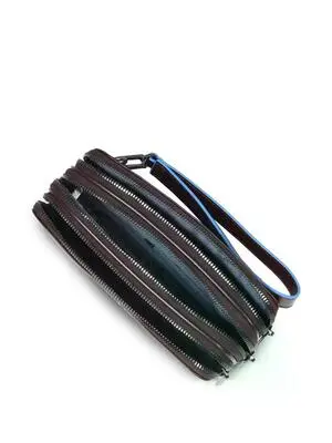 PIQUADRO Three-divider Leather Clutch With Removable Wrist Strap - Brown