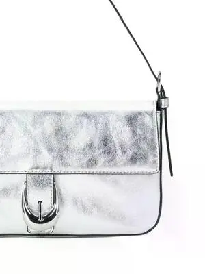 Staud Harlow Leather Shoulder Bag Silver