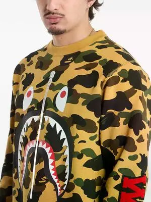 A BATHING APE Camouflage Shark Motif Sweatshirt