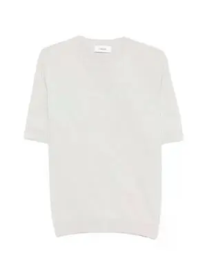 LARDINI Ribbed Knit Crew Neck T-shirt