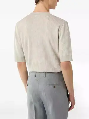 LARDINI Ribbed Knit Crew Neck T-shirt