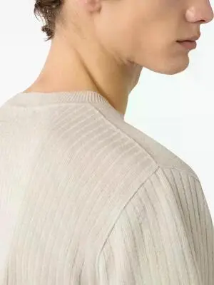 LARDINI Ribbed Knit Crew Neck T-shirt