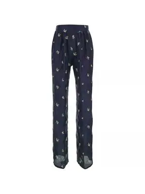 FORTE_FORTE Floral Print Silk Trousers - Blue