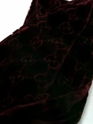 Gucci Gg-pattern Velvet Fringed Scarf