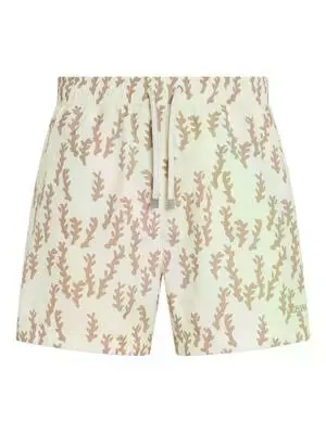 Zegna Leaf-print Swim Shorts - Neutrals