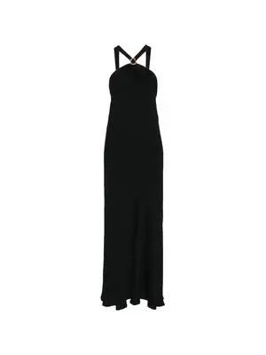 FORTE_FORTE Halterneck Maxi Dress With Ring Detail - Black