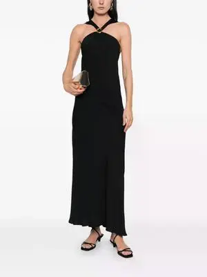 FORTE_FORTE Halterneck Maxi Dress With Ring Detail - Black