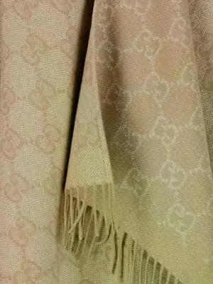 Gucci Logo Fringed Poncho - Neutrals