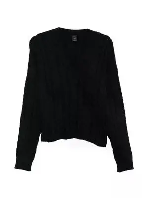 Pinko V-neck Cable-knit Long-sleeve Sweater