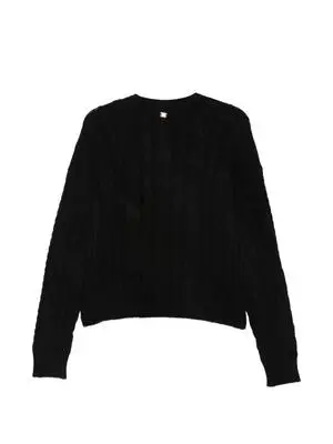 Pinko V-neck Cable-knit Long-sleeve Sweater