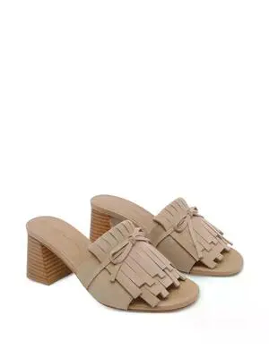 ANGEL ALARCON Suede Fringe Bow Sandals