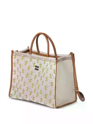 Miu Miu Embroidered Mesh Shopping Bag - White