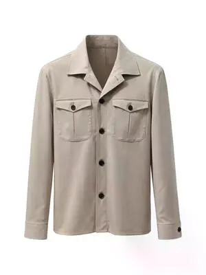 FRANZESE COLLECTION Beige Chest Pockets Button-down Shirt Jacket