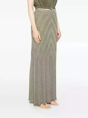 TWINSET Openwork Chevron Pattern Midi Skirt