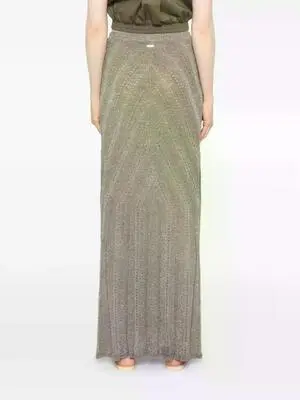 TWINSET Openwork Chevron Pattern Midi Skirt
