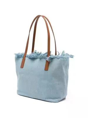 MC2 SAINT BARTH Medium City Tote Bag With Frayed Trim - Blue