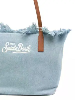 MC2 SAINT BARTH Medium City Tote Bag With Frayed Trim - Blue