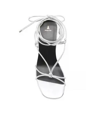 Patrizia Pepe Tone Metallic Strappy Square-toe High-heeled Sandals - Silver