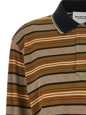 MARANT ETOILE Striped Long-sleeved Collared Dress