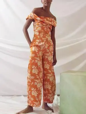 Rosie Assoulin Floral Print Barrel Leg Trousers - Orange