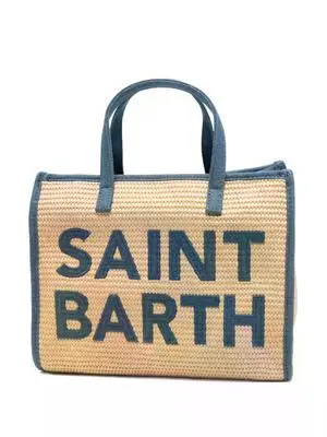 MC2 SAINT BARTH Woven Tote Bag With Logo Embroidery - Neutrals