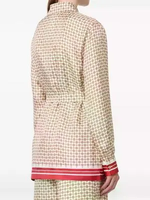 Max Mara Geometric Print Belted Silk Shirt