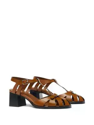 SCAROSSO Giulia Woven Caged Sandals - Brown