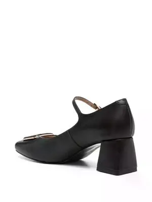 SERGIO MORETTI FIRENZE Mary Jane Block Heel Pumps With Croc-effect Plaque