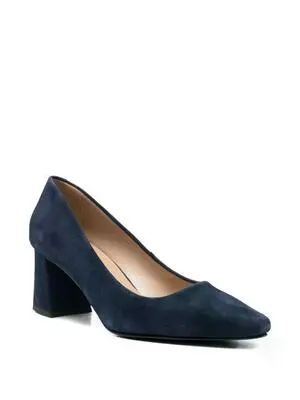 SERGIO MORETTI FIRENZE Suede Pointed Toe Block Heel Pumps - Blue