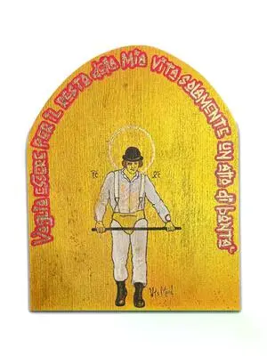 VJ’S MIND Icone Orange Showbiz Wall Painting - Gold