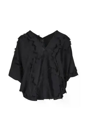 Zero + Maria Cornejo Frayed V-neck Blouse