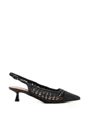 BIBI LOU Woven Slingback Pumps With Kitten Heel - Black