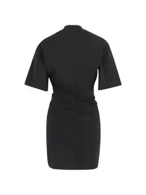 Alexander Wang Zip-up Gathered Cotton T-shirt Dress - Black