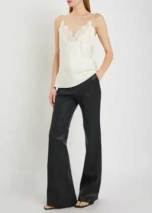 JOSEPH Tafira Leather Flared Trousers - Black