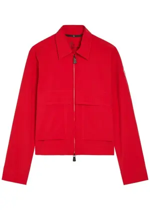 Moncler Cropped Shell Overshirt With Logo Appliqu