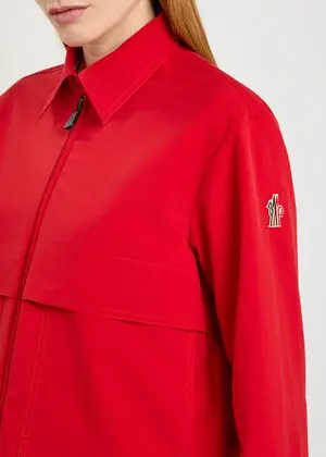 Moncler Cropped Shell Overshirt With Logo Appliqu