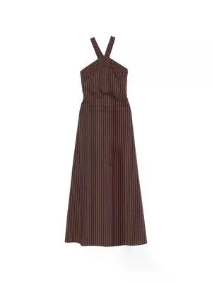 Patrizia Pepe Pinstripe-pattern Maxi Dress - Brown