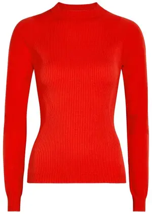 Moncler Ribbed Knit Top With Raglan Sleeves