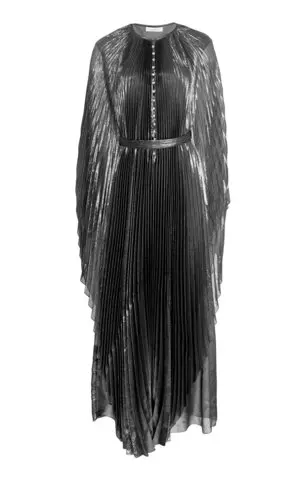 SEMSEM Pleated Lamé Kaftan Dress - Silver