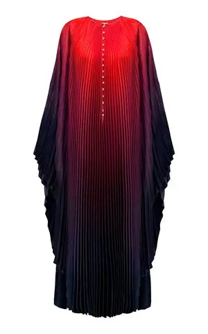 SEMSEM Ombré-printed Plissé Caftan - Red